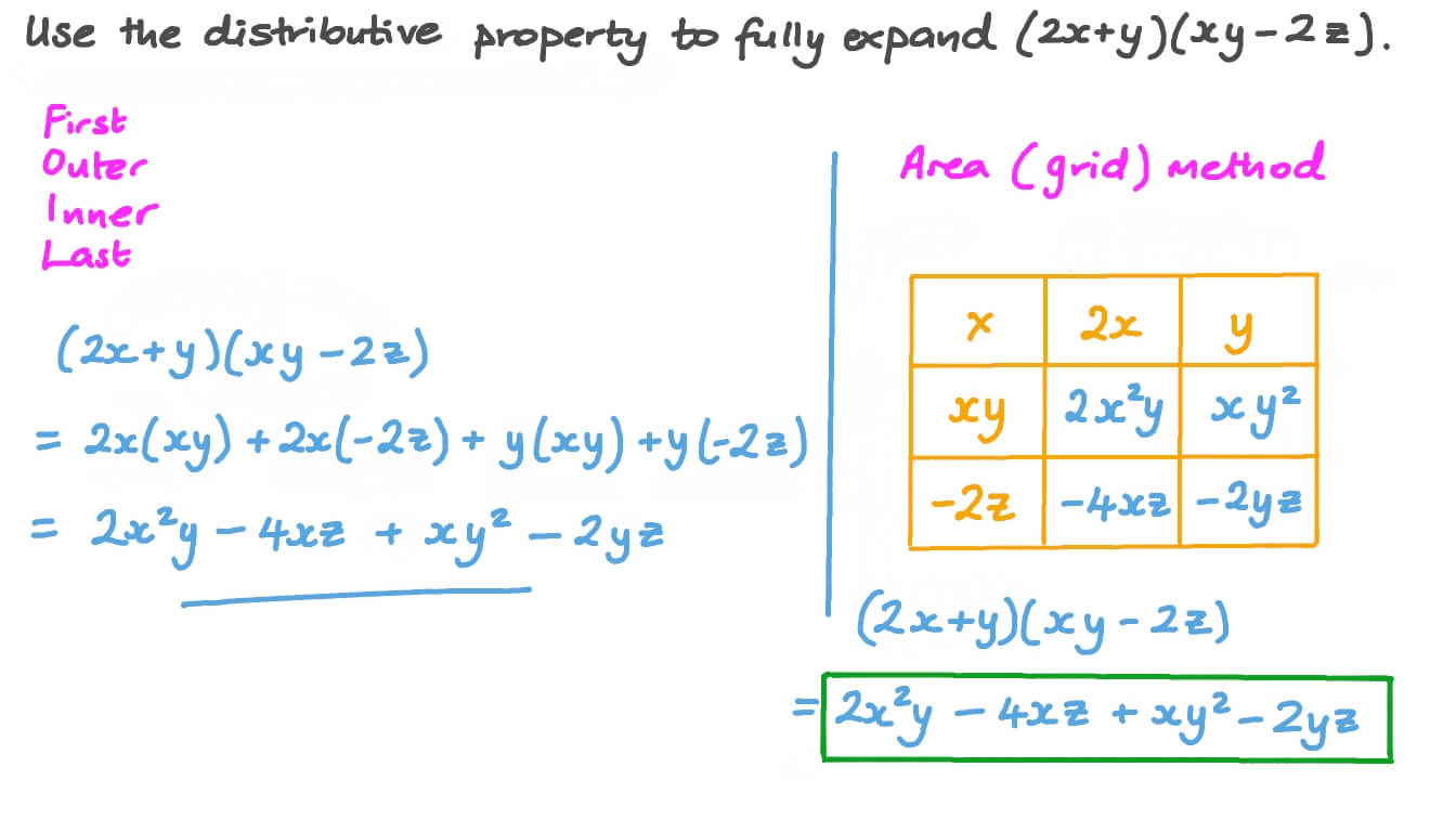 Question Video Using The Distributive Property To Expand Algebraic
