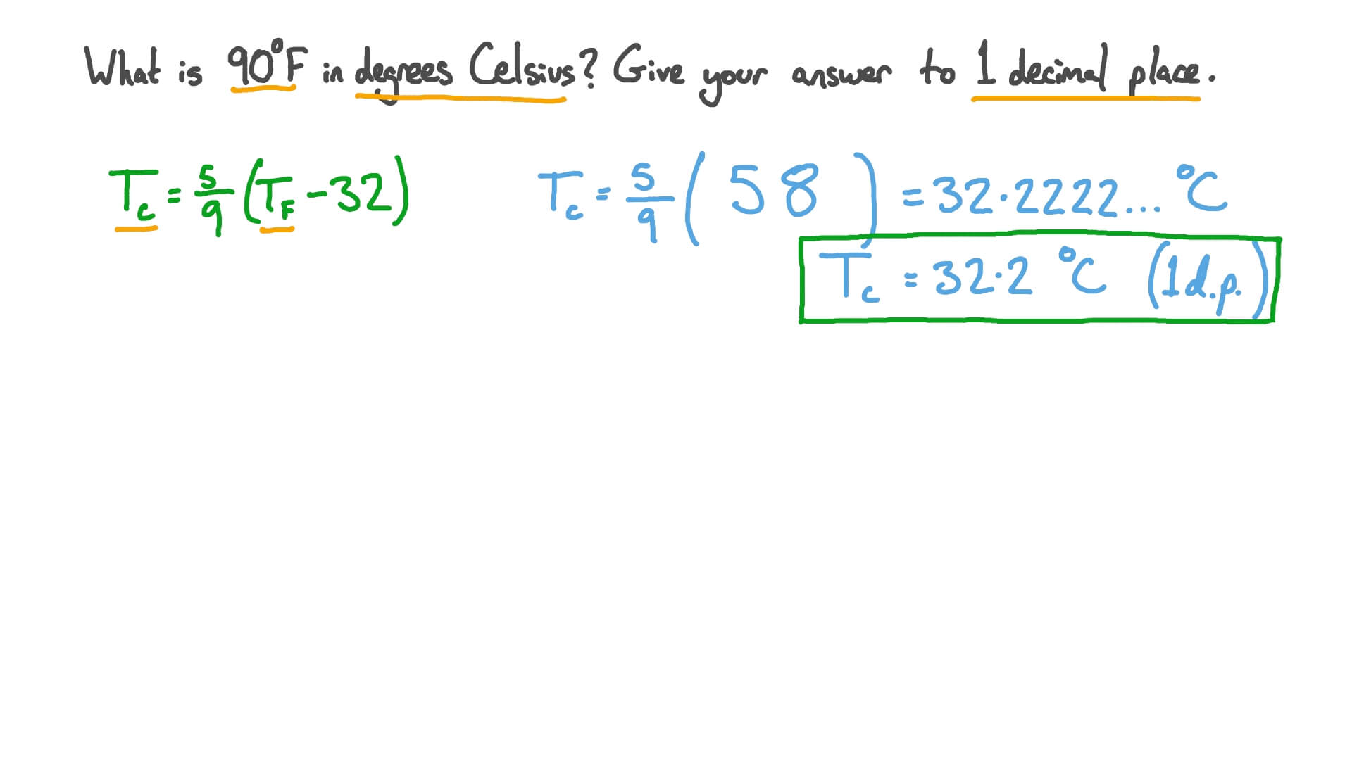 Question Video Converting From Fahrenheit To Celsius Nagwa