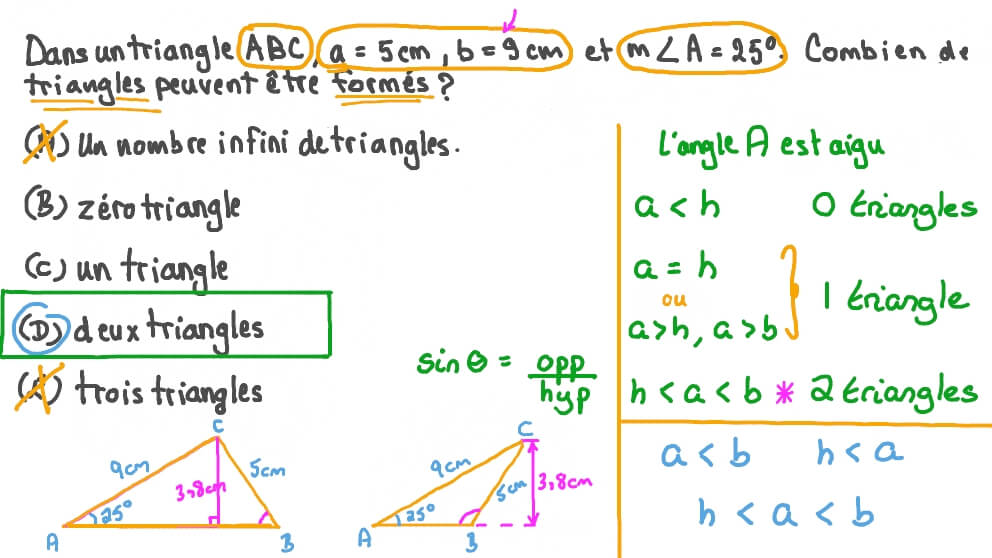 Question Video: Utiliser la loi des sinus pour calculer le nombre de ...