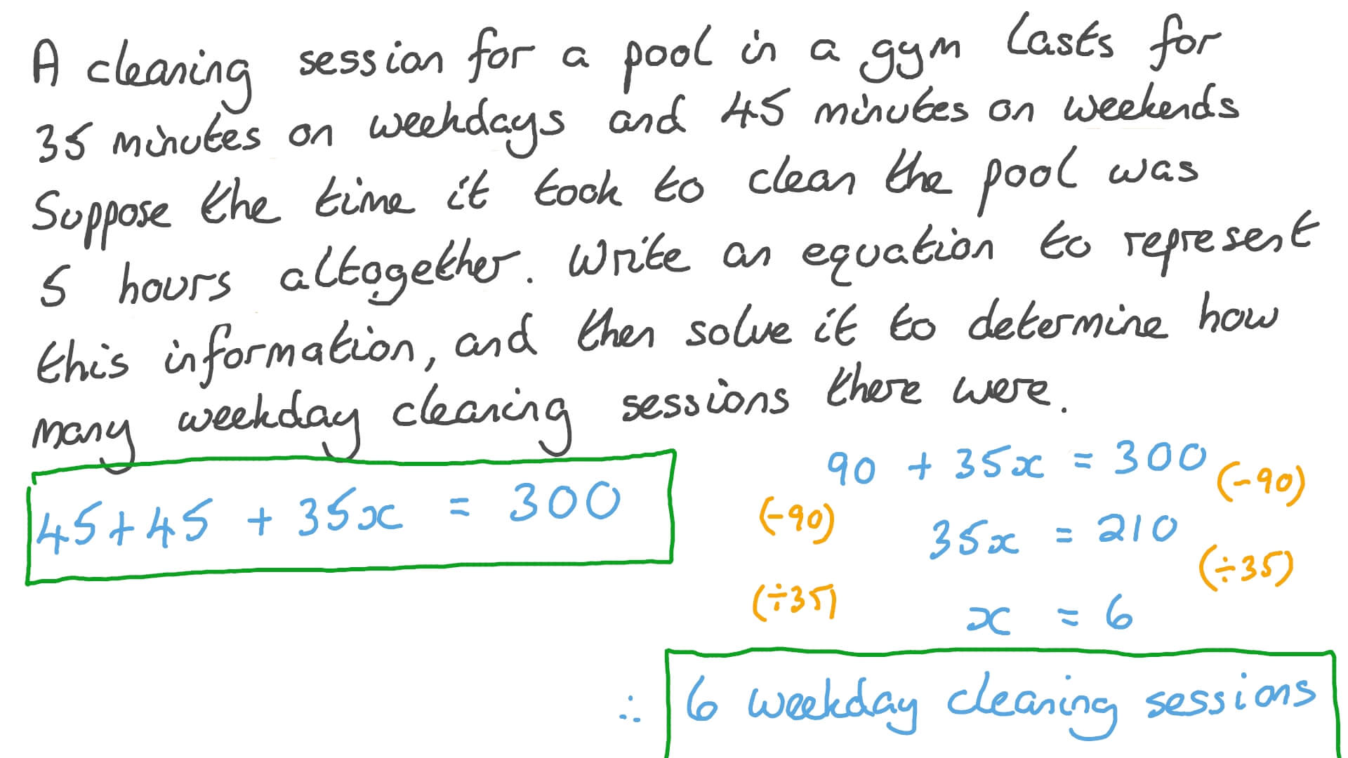Question Video Writing And Solving One Variable Equations Nagwa