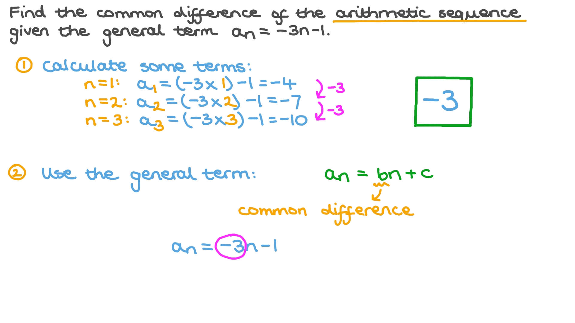 Question Video Finding The Common Difference Of An Arithmetic Sequence