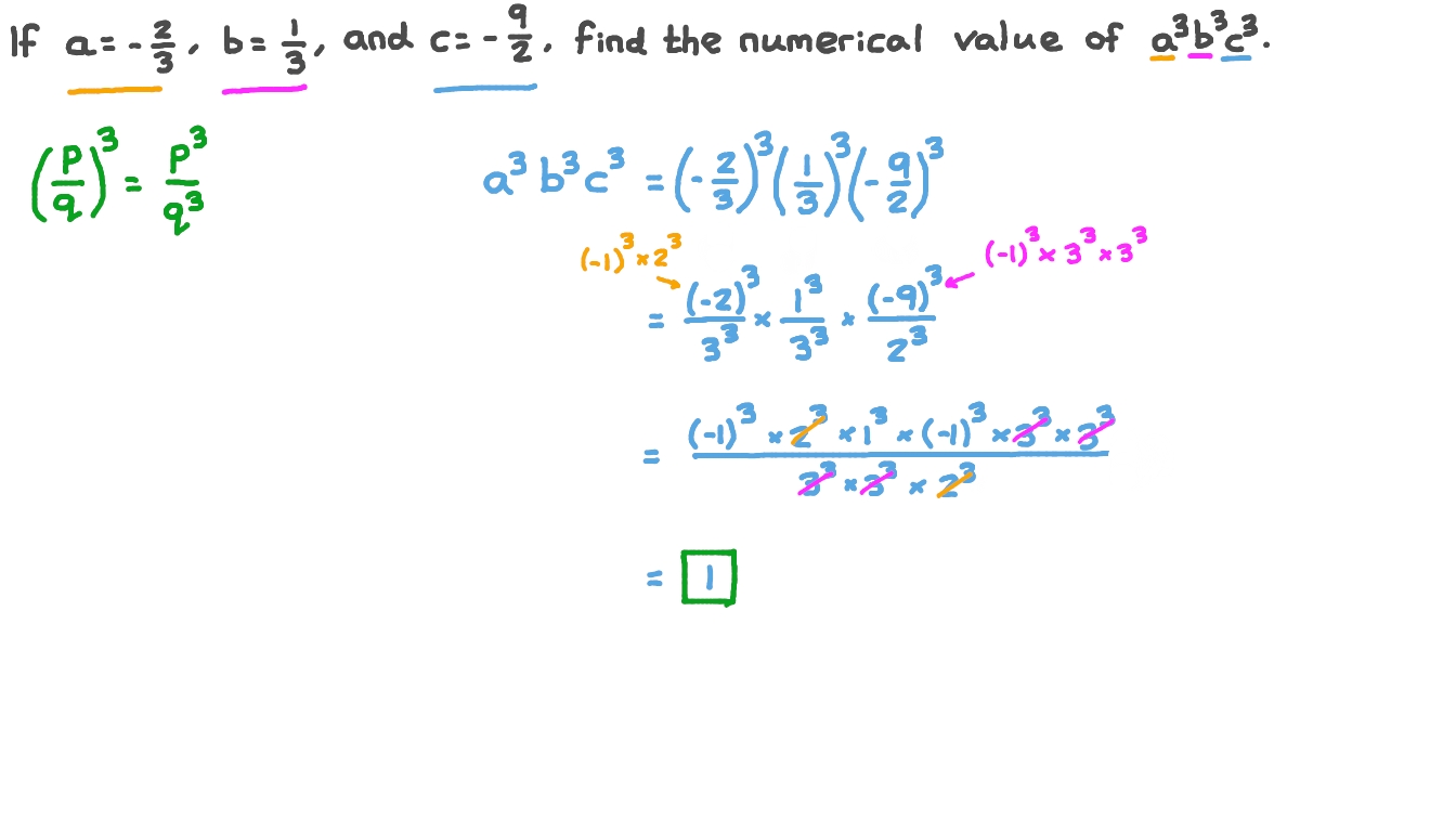 Question Video: Evaluating an Algebraic Expression Involving Cubes of ...