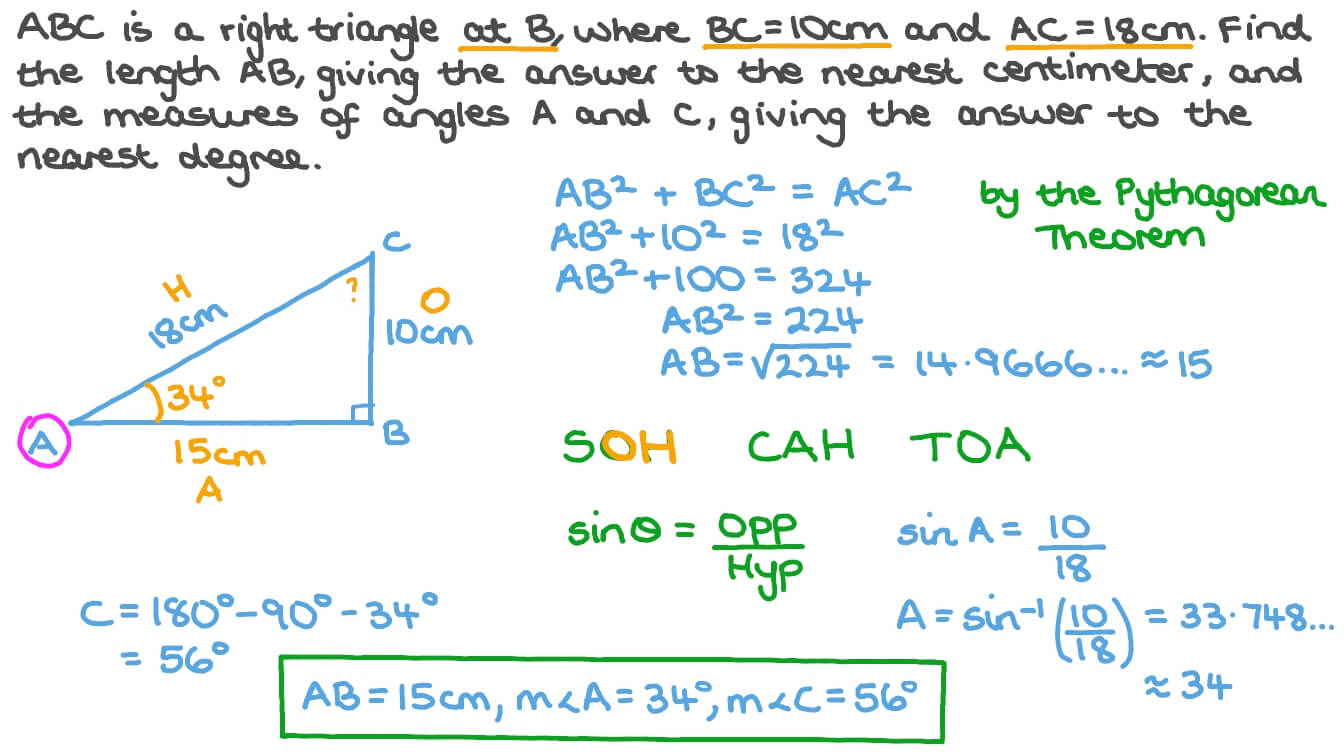 Question Video Using Trigonometry To Solve Right Triangles With Angles