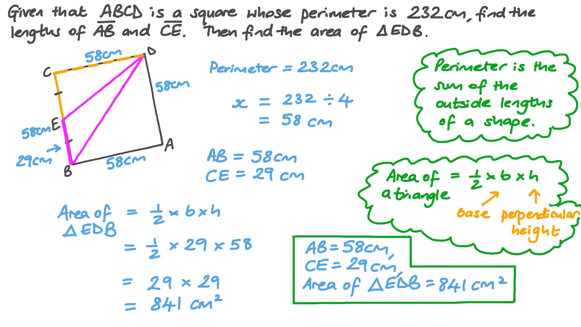 Question Video: Finding the Area of a Triangle Using the Relation between Parallel Lines and ...