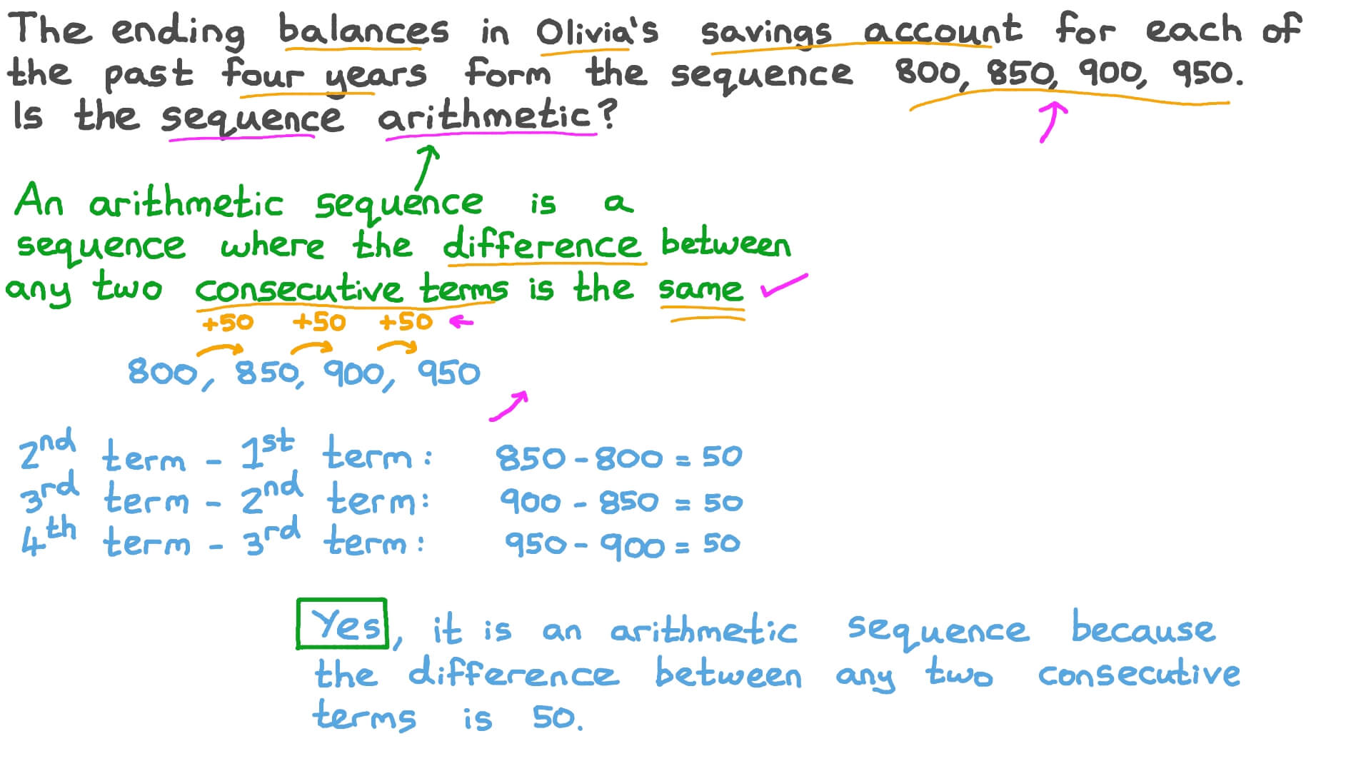 Question Video: Recognizing Geometric and Arithmetic Sequences | Nagwa