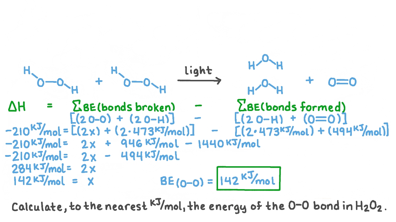 Question Video Calculating The Oxygen Oxygen Bond Energy Using The