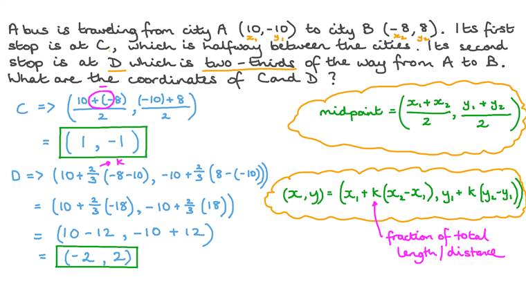 Lesson: Partitioning a Line Segment on the Coordinate Plane | Nagwa
