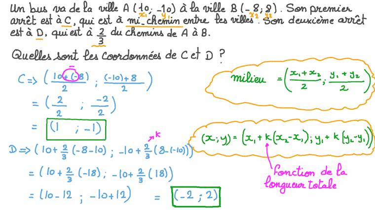 Leçon : Coordonnées d’un point divisant un segment dans le repère ...
