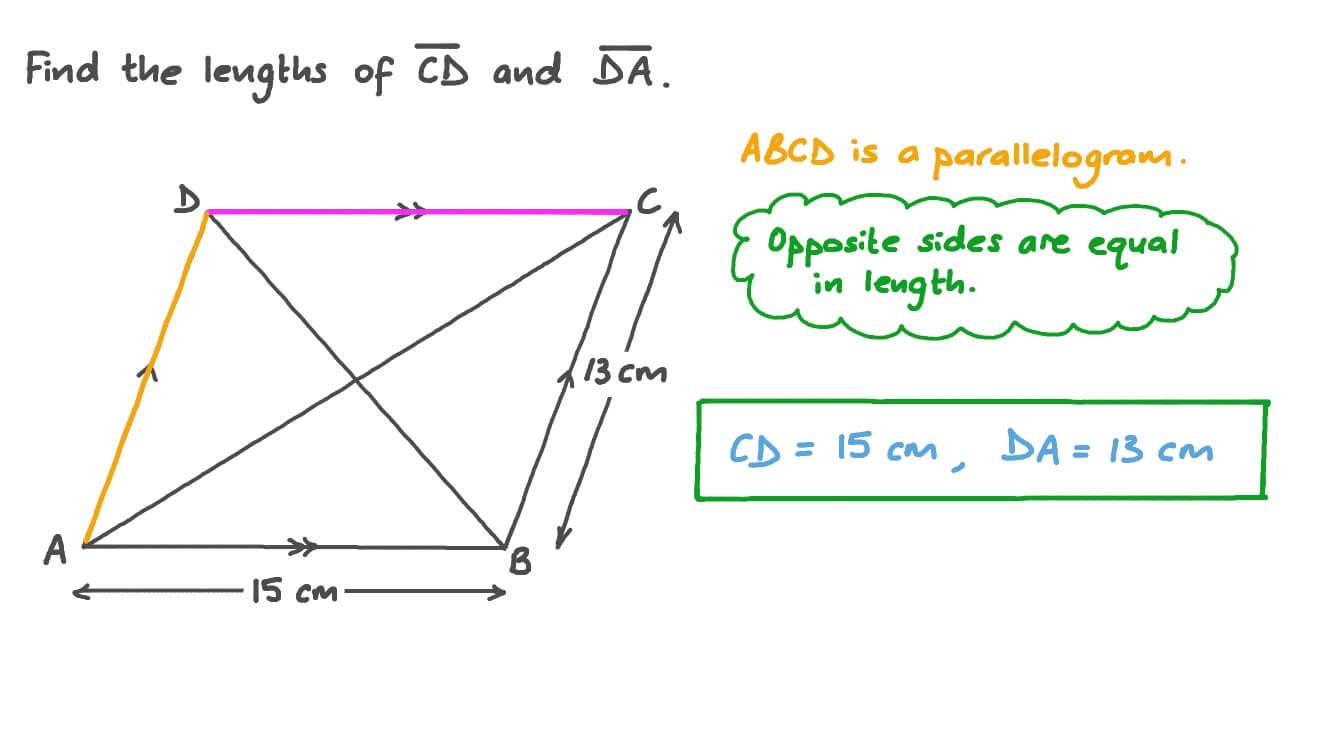 Question Video Using The Properties Of Parallelograms To Find Missing