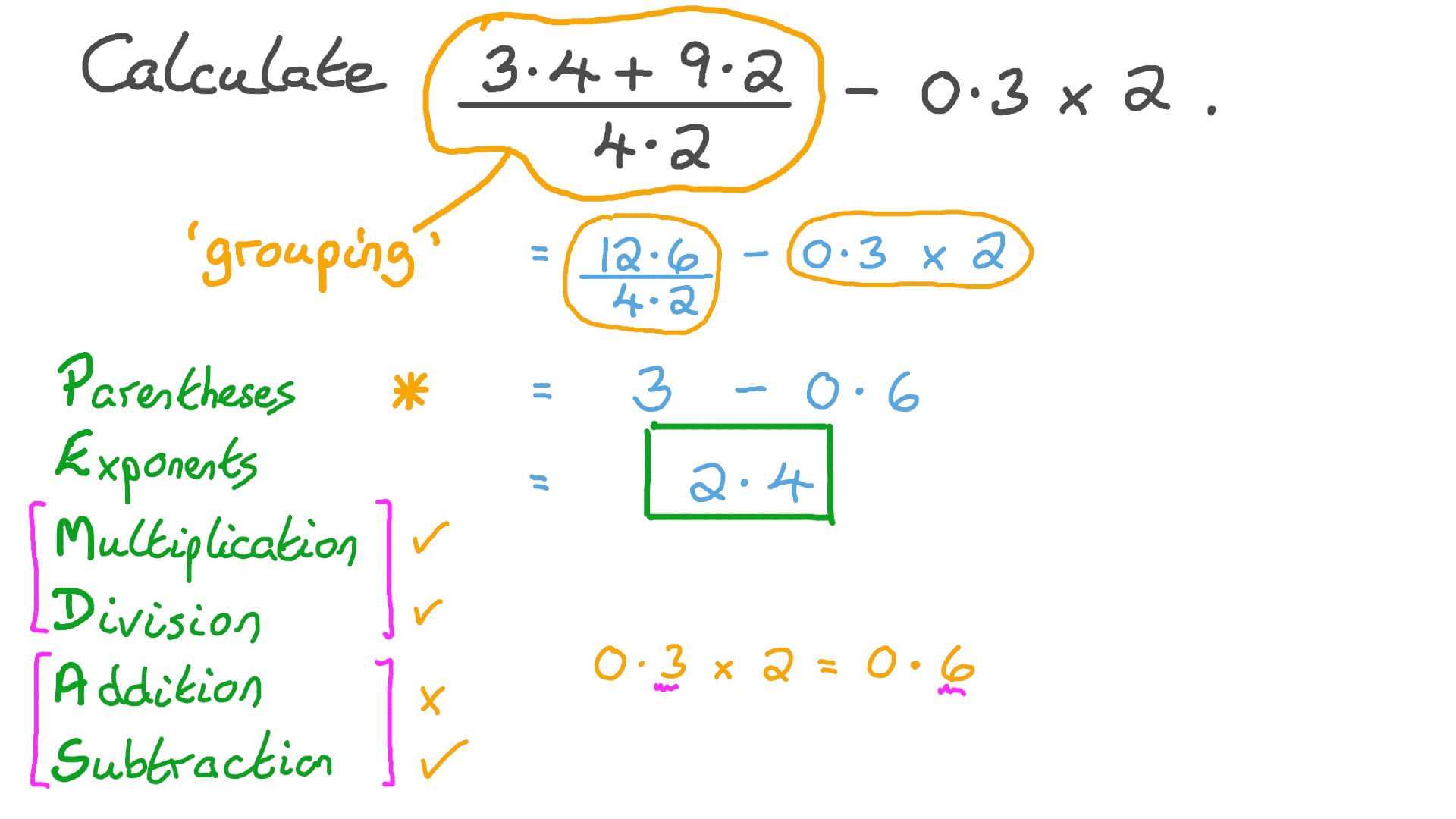 Question Video Using The Order Of Operations To Evaluate An Expression