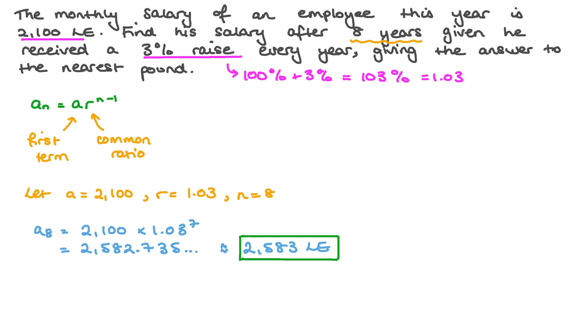 Question Video Solving Word Problems Involving Geometric Sequences Nagwa