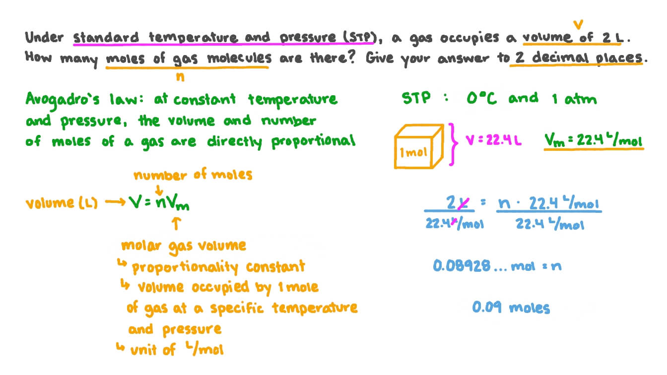 Question Video Calculating The Number Of Moles Of Gas Molecules At STP