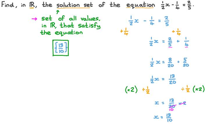 Lesson: Solving Linear Equations over the Real Numbers | Nagwa