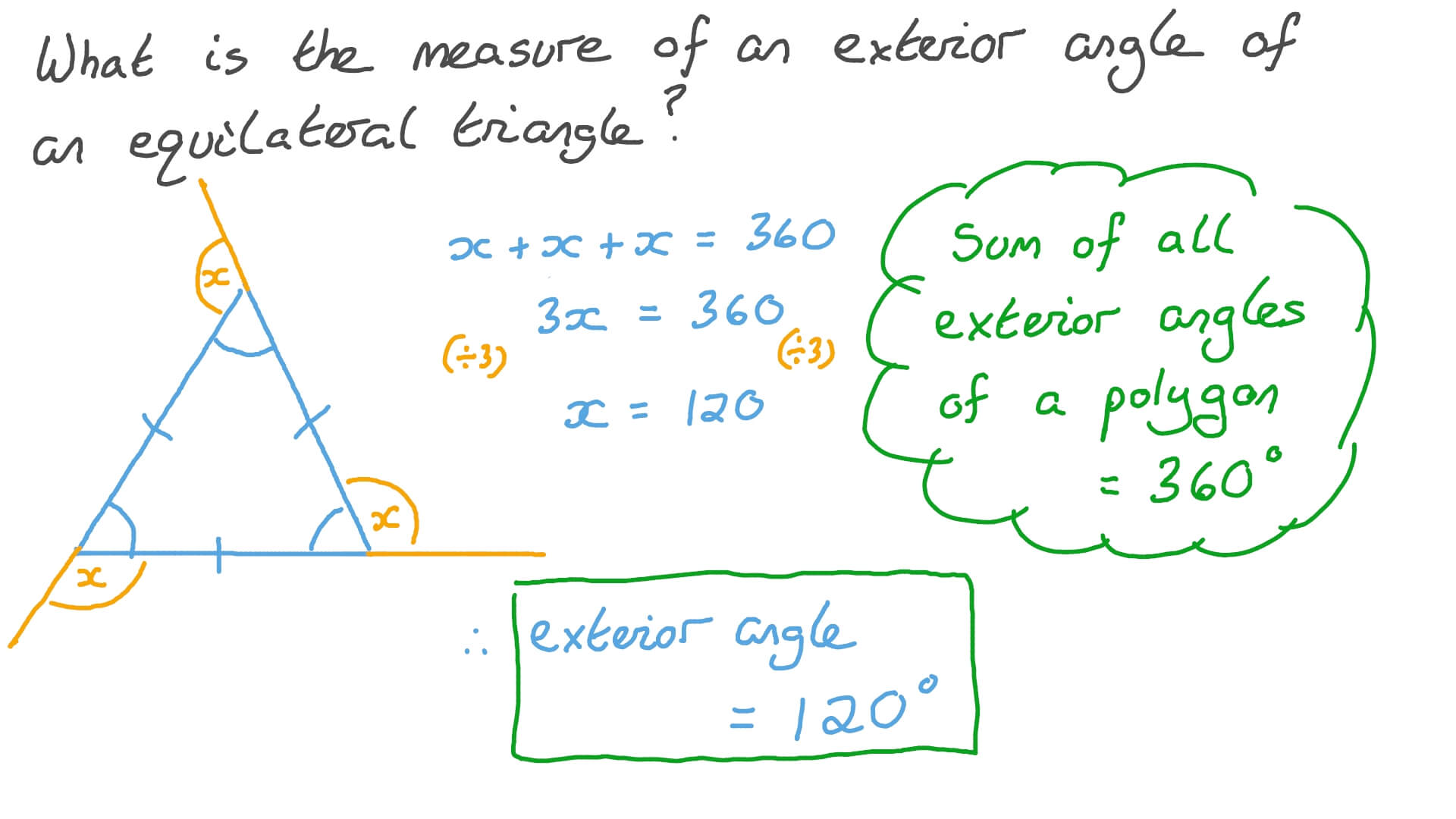 Question Video Calculations Involving Exterior Angles Nagwa