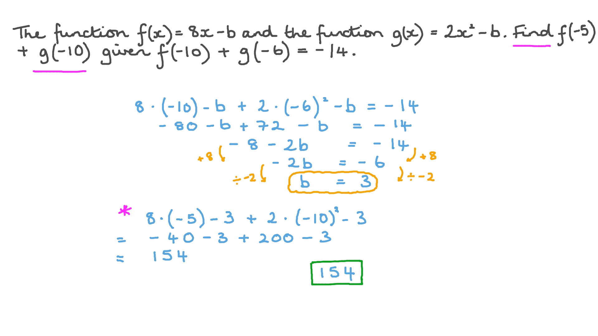 Question Video: Evaluating Functions with Unknown Coefficients | Nagwa