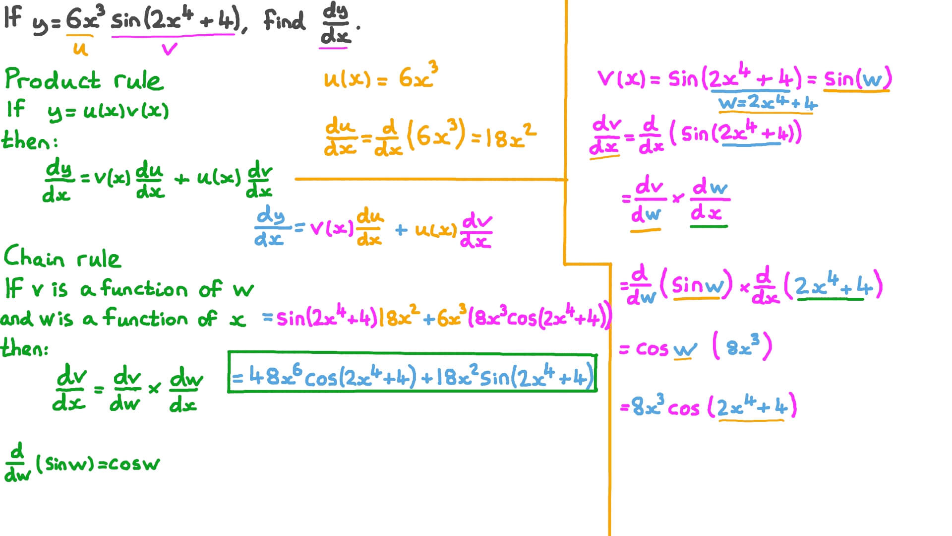 Question Video: Differentiating Functions Involving Trigonometric Ratios Using the Product Rule ...