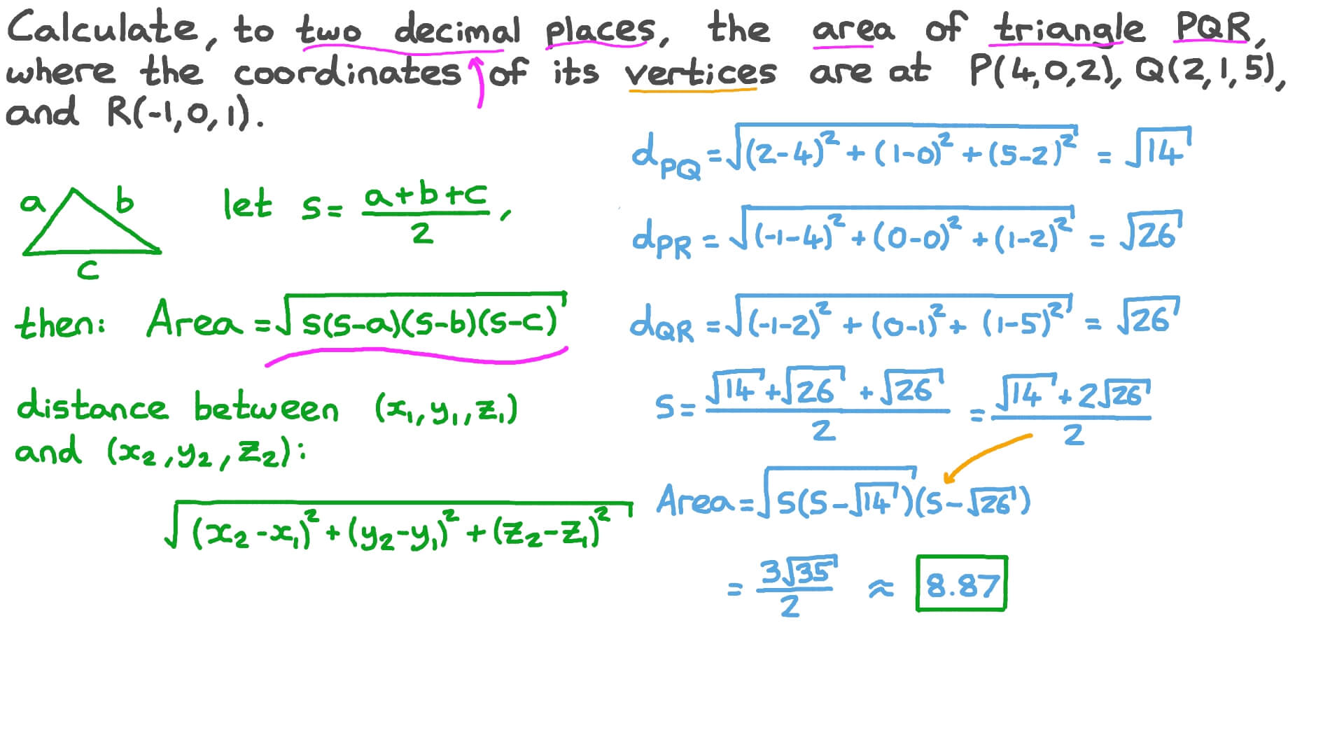 ion Video Finding The Area Of A Triangle Given The Coordinates Of 