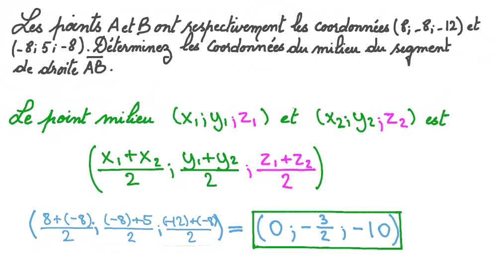 Question Video: Détermination des coordonnées du point milieu d’un ...