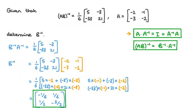 Lesson: Properties of Inverse Matrices | Nagwa