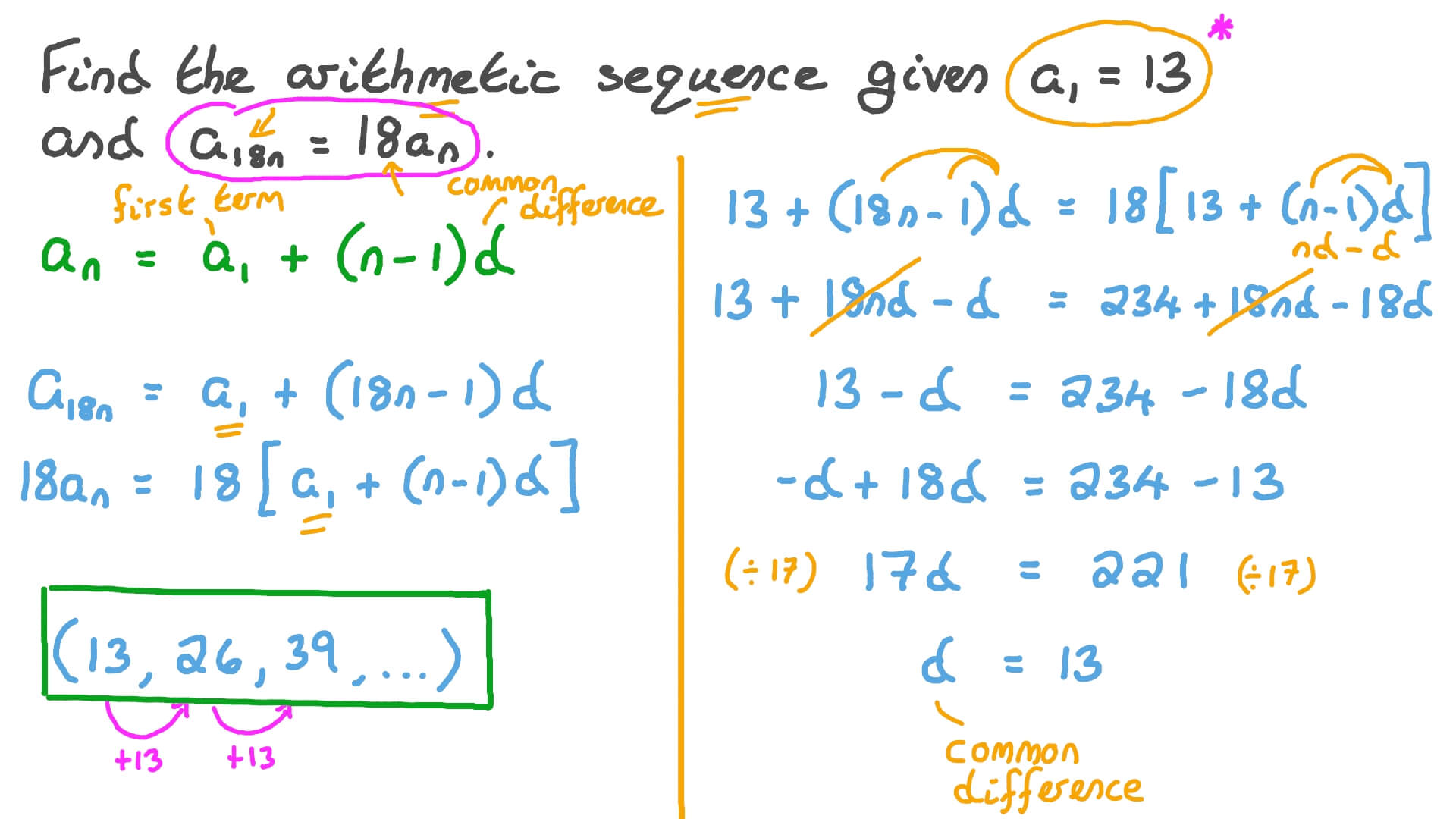 Question Video Finding The Arithmetic Sequence Given The Value Of One