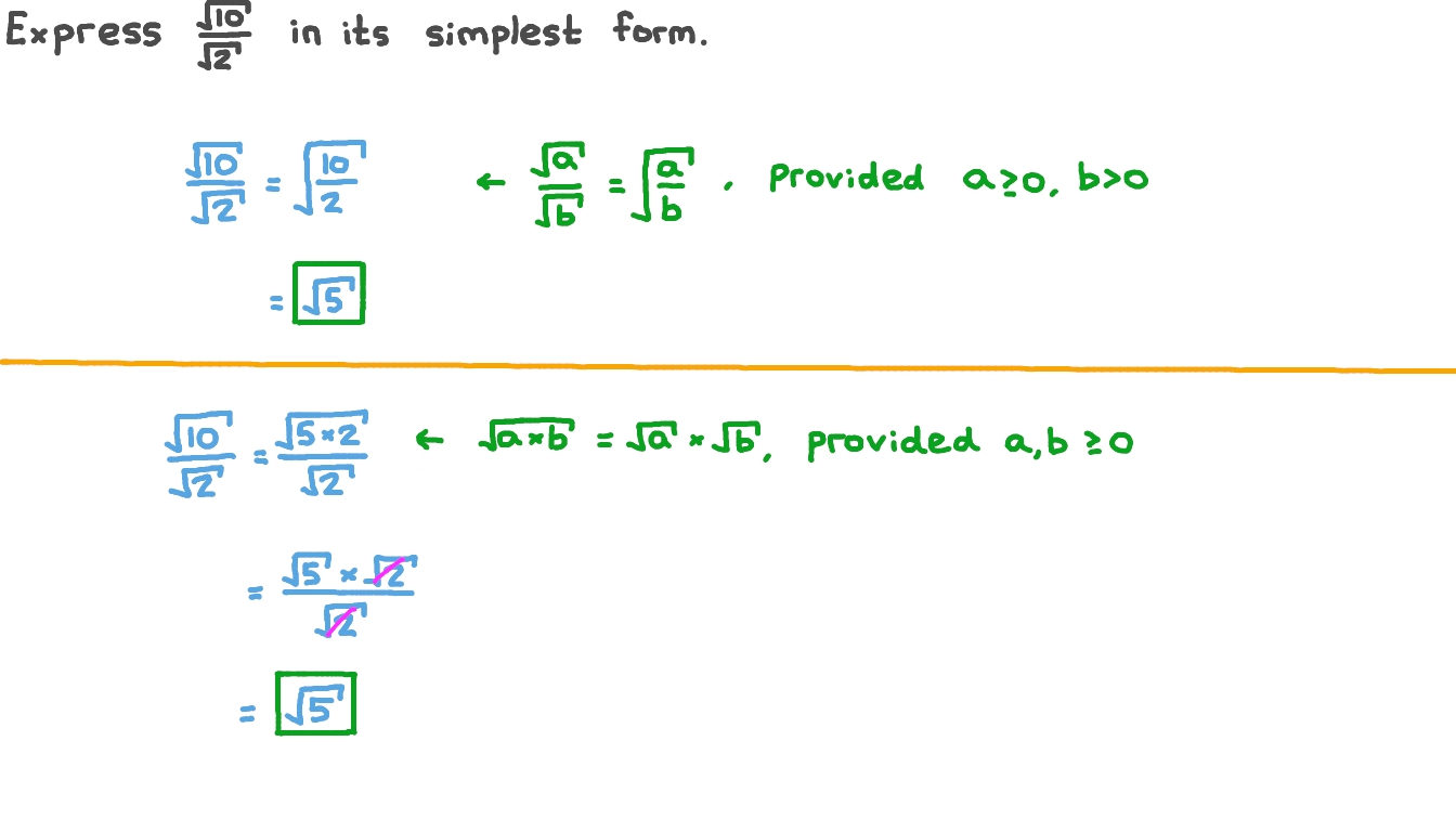 Question Video Simplifying The Quotient Of Two Square Roots Nagwa question-video-simplifying-the-quotient-of-two-square-roots-nagwa