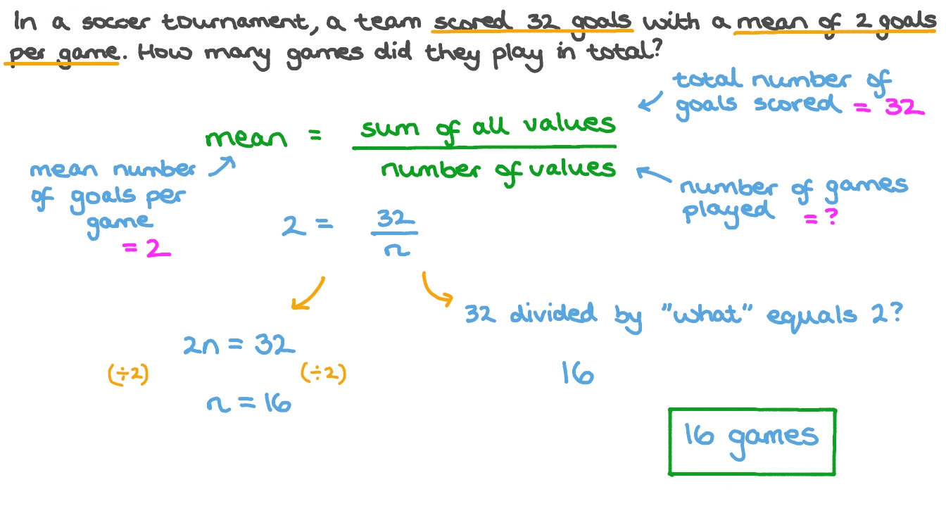 Question Video: Solving Word Problems Involving the Mean of a Data Set ...