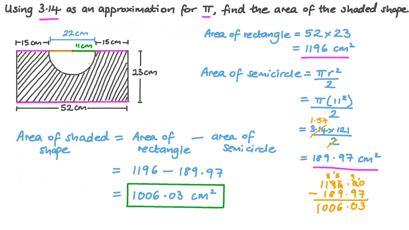 ion Video Finding The Area Of A Shaded Part Between A Semicircle 