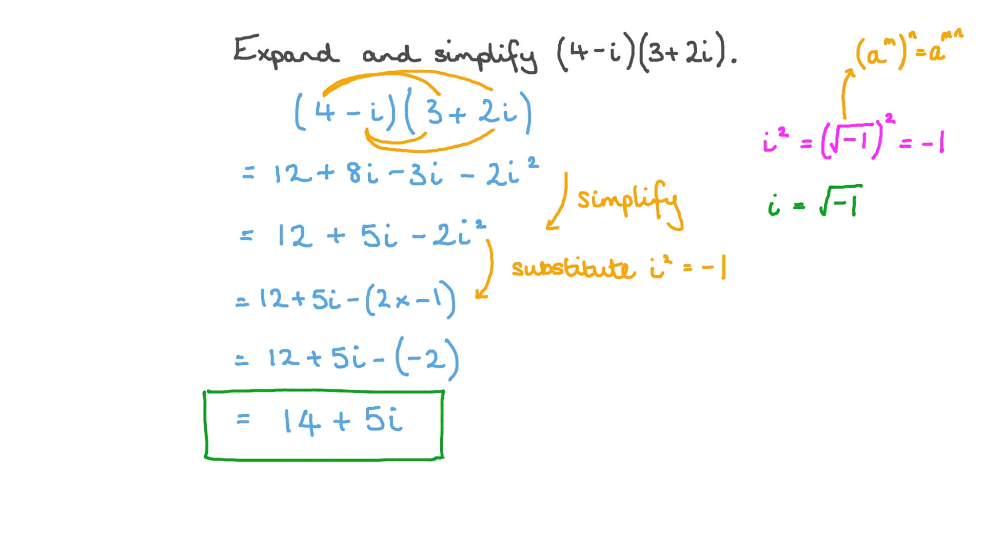 Question Video Finding The Product Of Two Complex Numbers In Algebraic