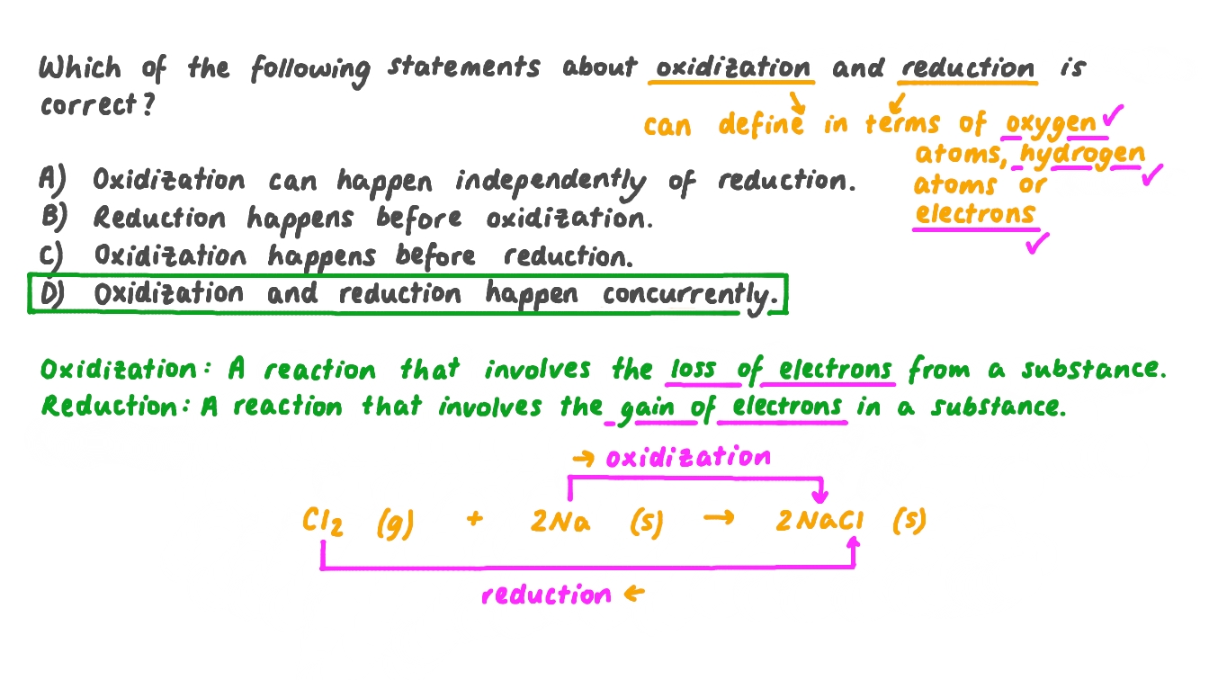 Question Video: Describing the Relationship between Oxidization and ...