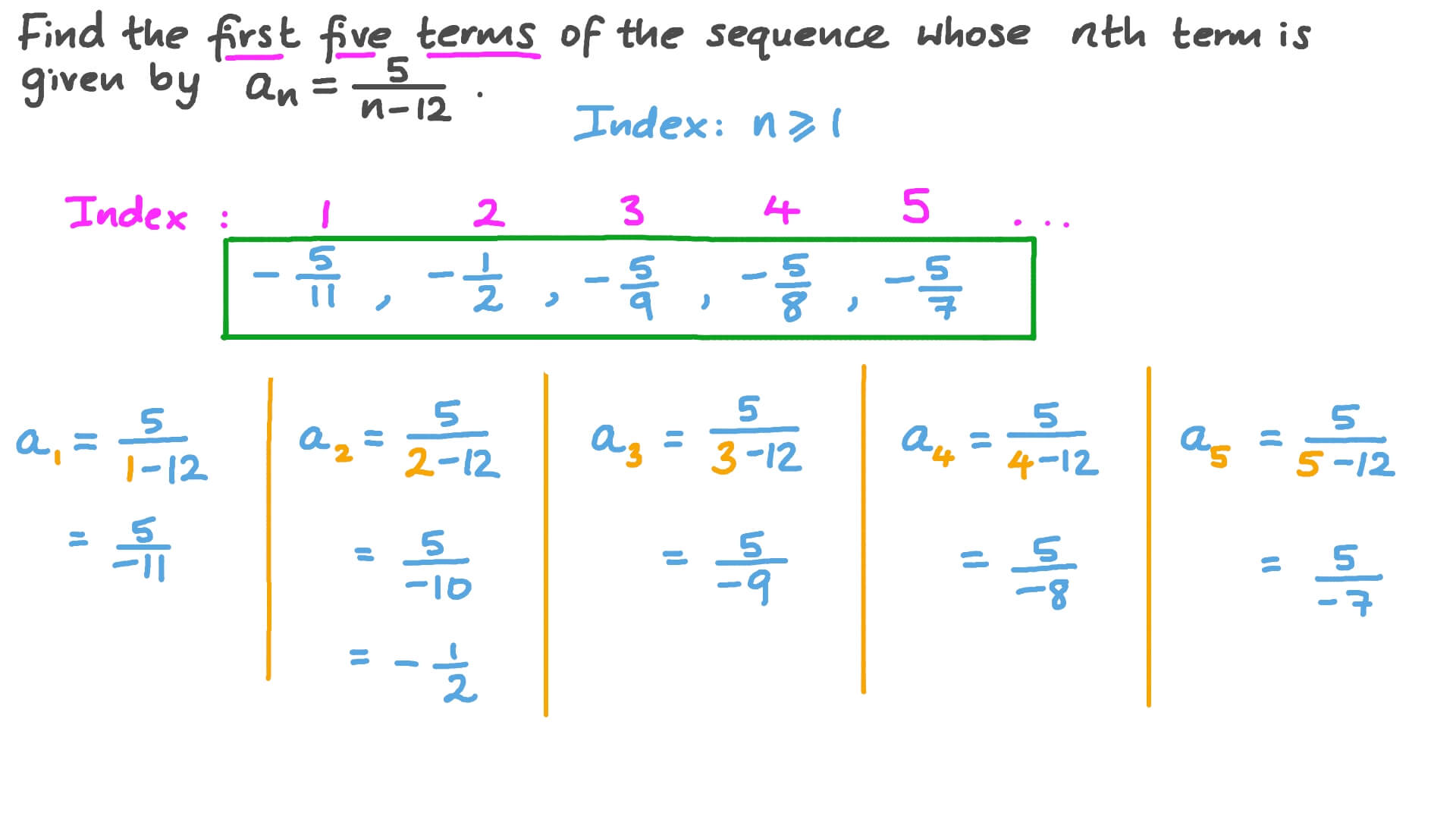 Question Video Finding Certain Terms In A Sequence Given Its General