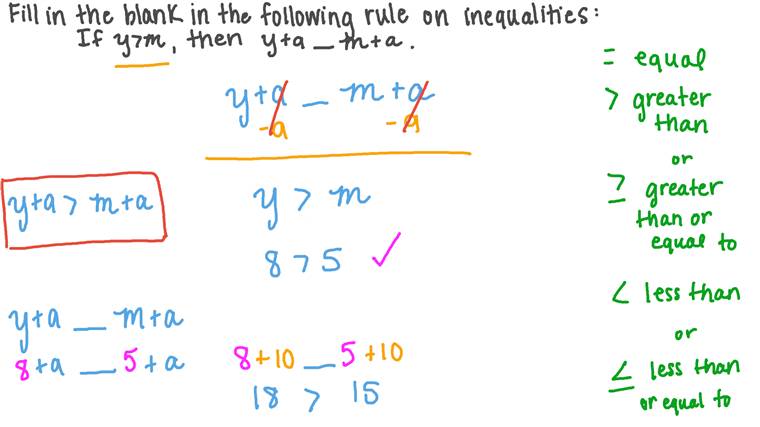 Lesson: One-step Inequalities: Addition or Subtraction | Nagwa