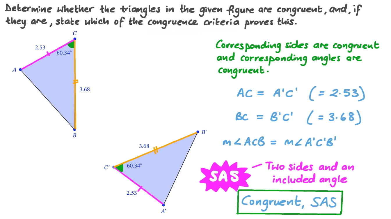Question Video: Looking Closely at the Side-Angle-Side Criterion | Nagwa