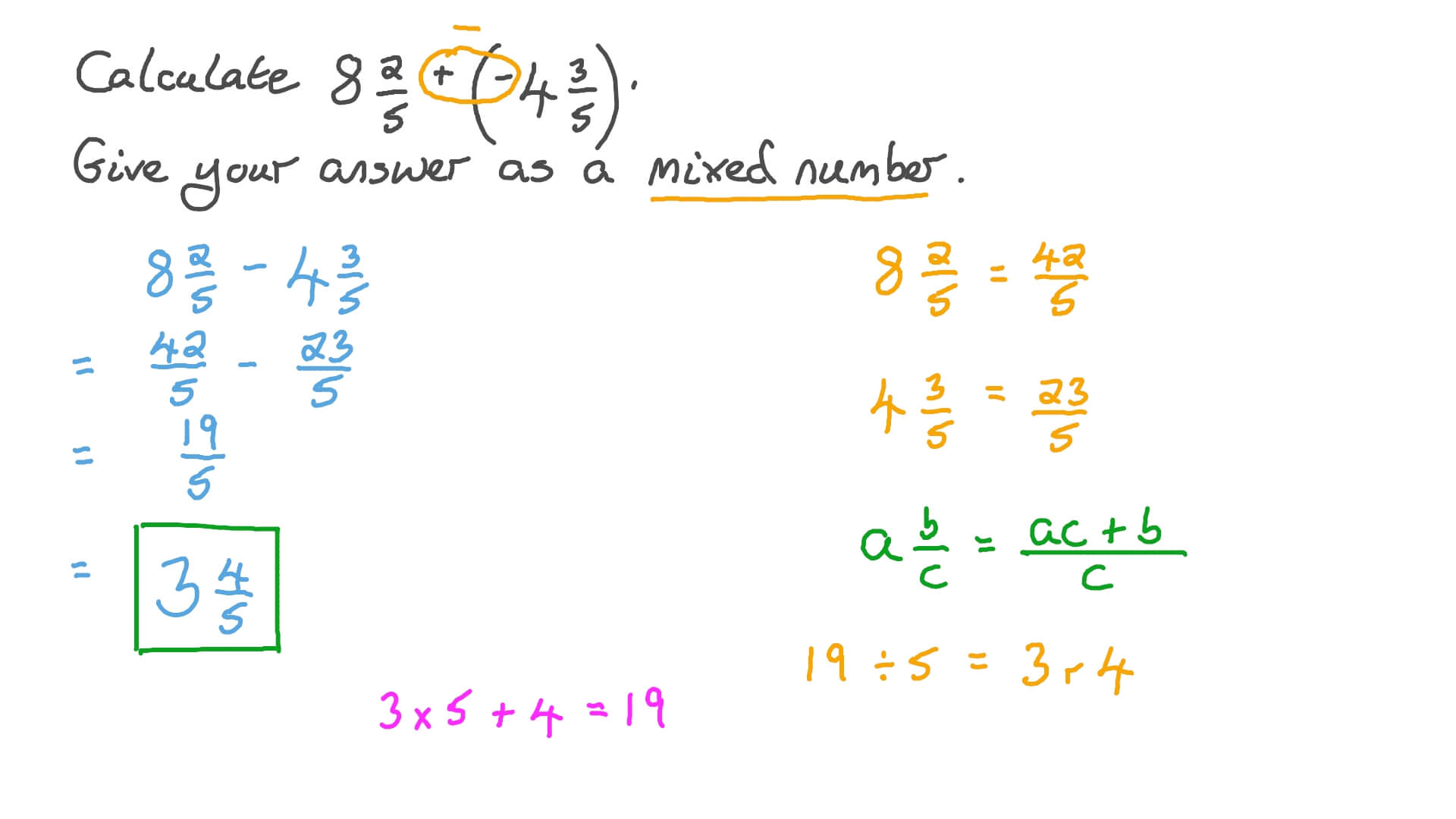 ion Video Adding Two Mixed Numbers With Different Signs Giving 