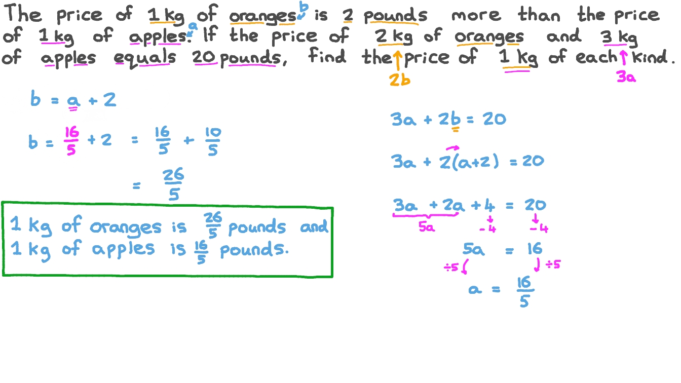 ion Video Solving A Word Problem Using Linear Equations Nagwa