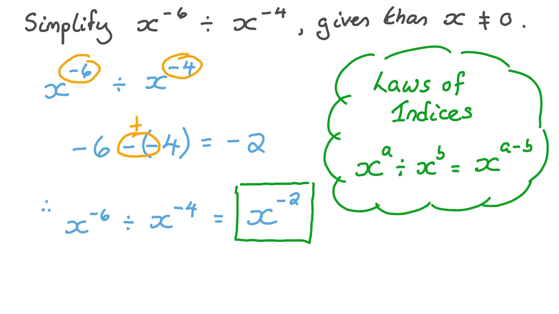 Question Video: Simplifying Algebraic Expressions Using Laws of ...