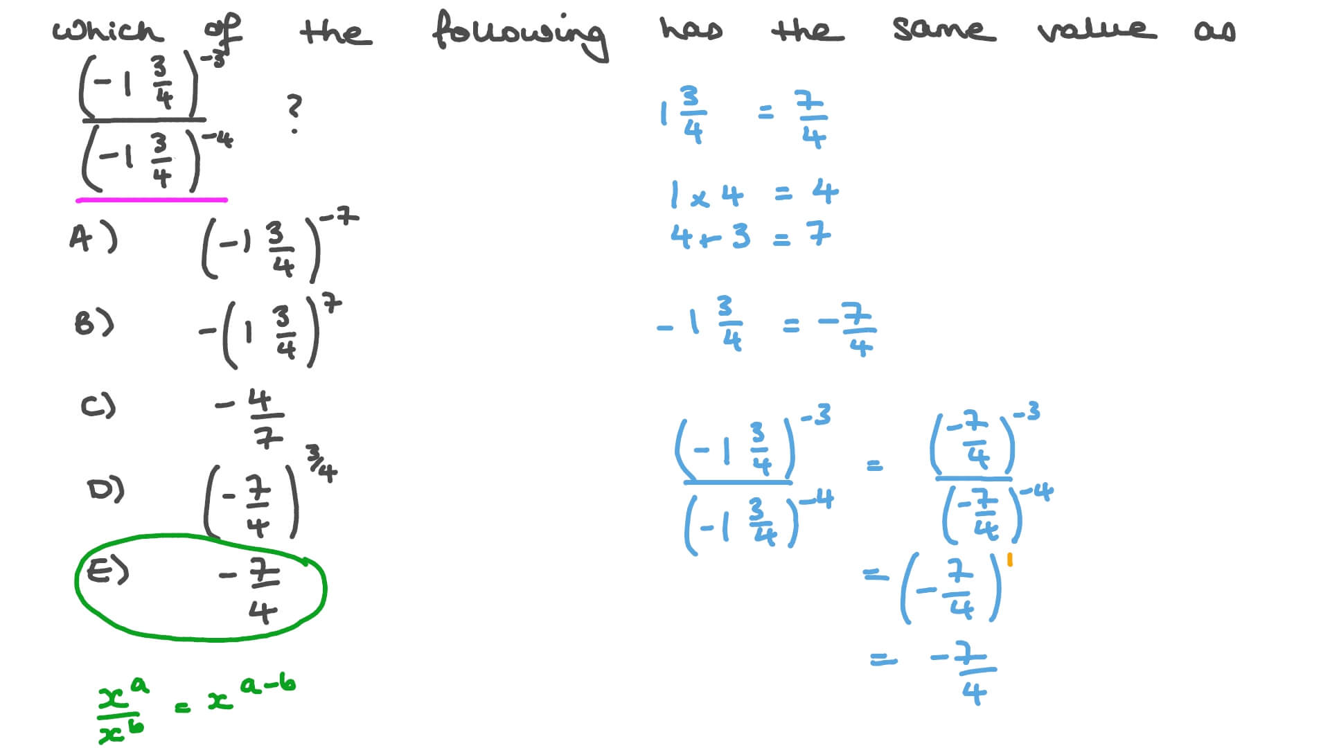 Question Video Dividing Negative Mixed Number Expressions By Negative 