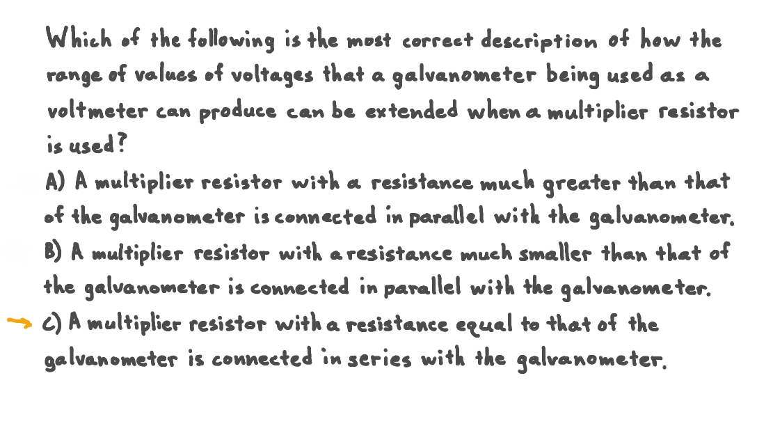Question Video: Understanding How to Use a Multiplier Resistor With a ...