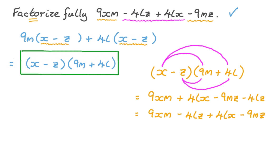Question Video: Factorizing by Grouping | Nagwa