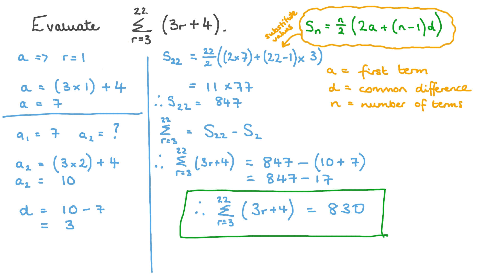 Question Video Evaluating An Arithmetic Series Nagwa