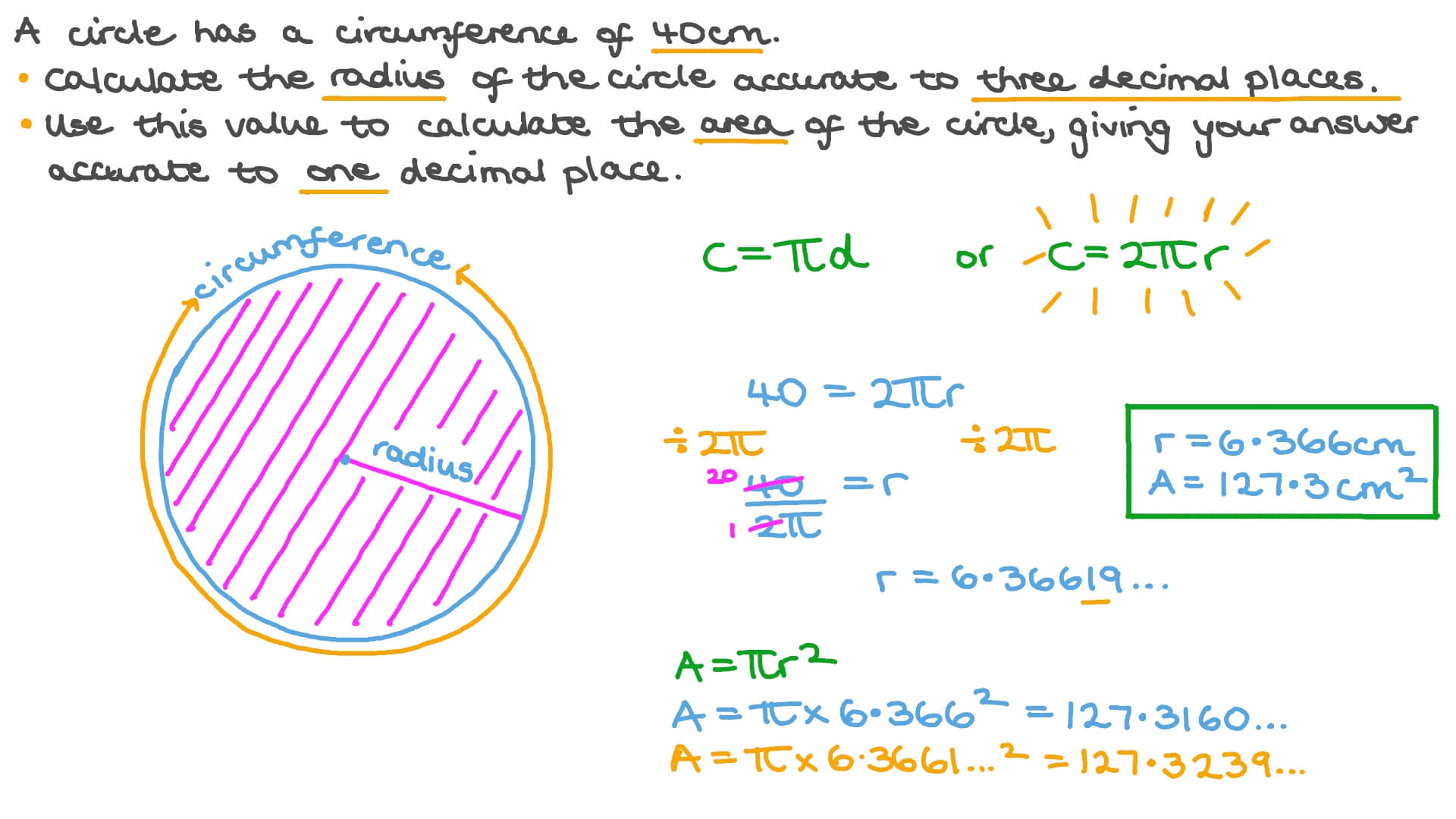 ion Video Finding The Radius And Area Of A Circle Given Its 