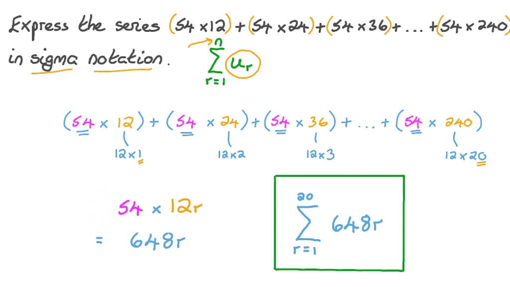 Question Video Expressing A Given Series In Sigma Notation Nagwa