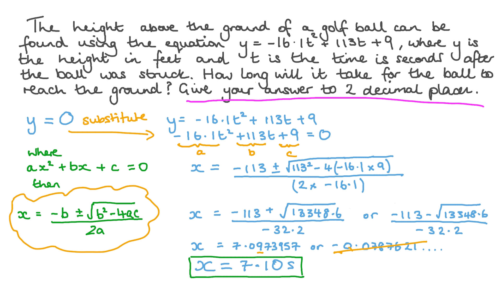 Question Video: Solving Quadratic Equations Using the Quadratic Formula ...