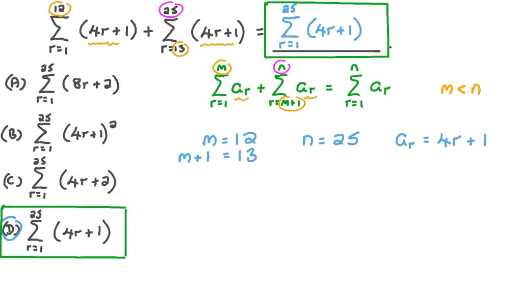 Question Video Evaluating Series Algebraically Nagwa