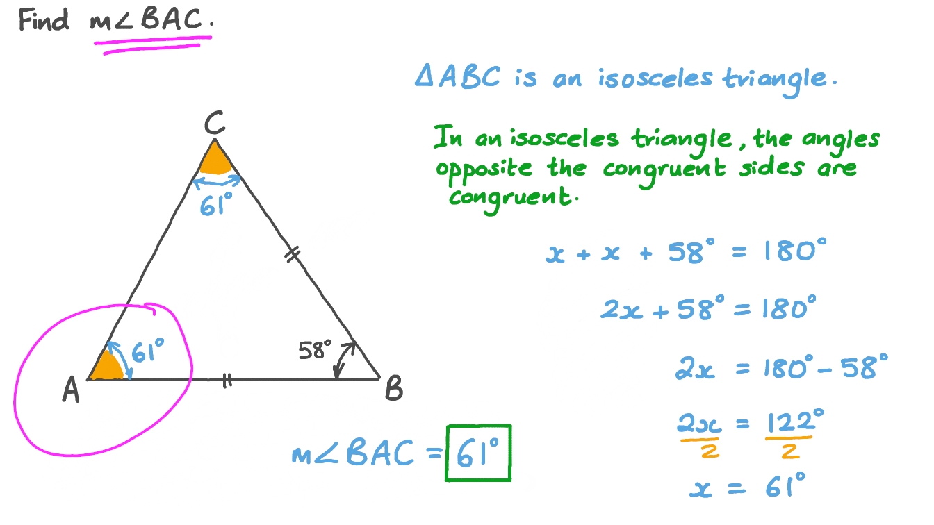 ion Video Finding The Measure Of The Base Angle In An Isosceles