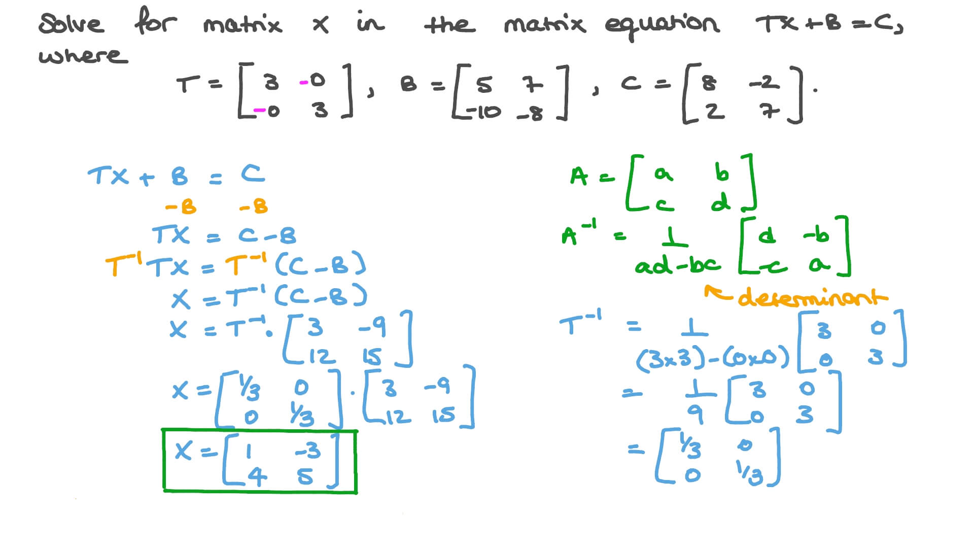 Question Video Solving A Matrix Equation Nagwa