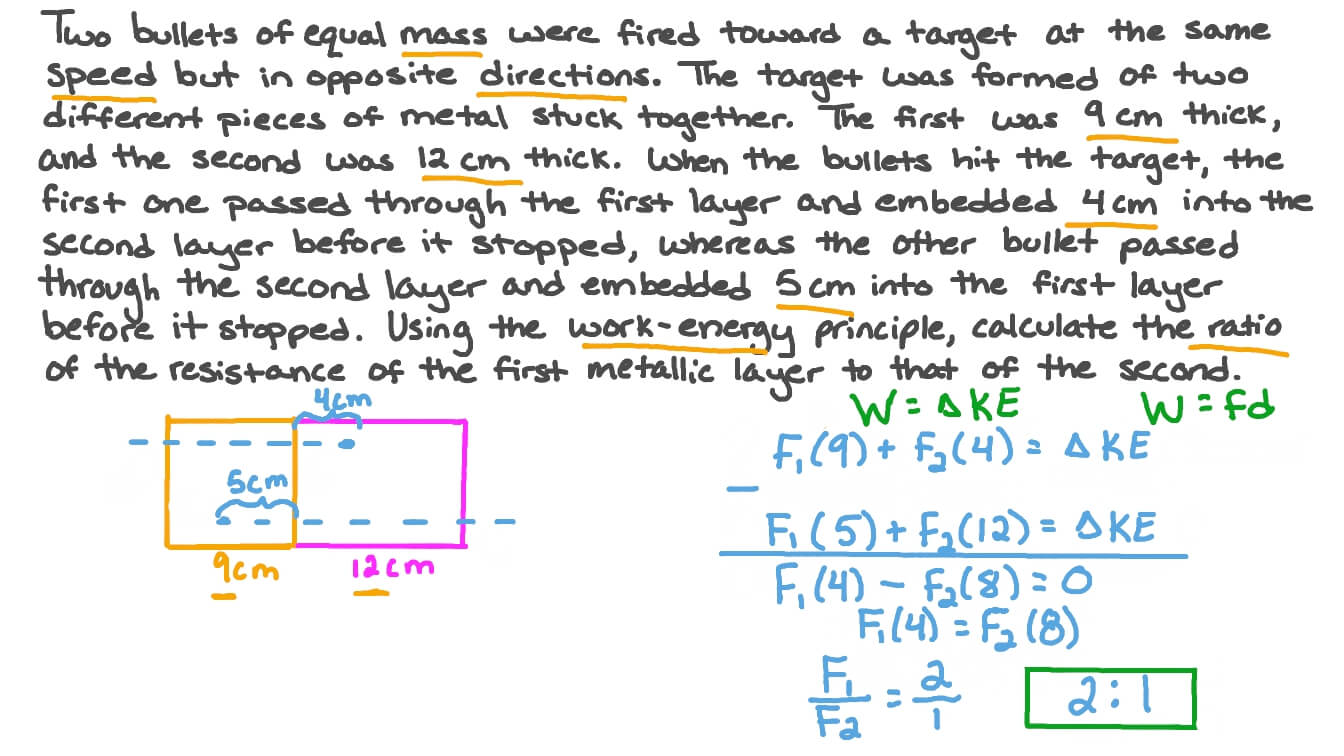 Question Video: Using the Work–Energy Principle to Calculate the Ratio ...