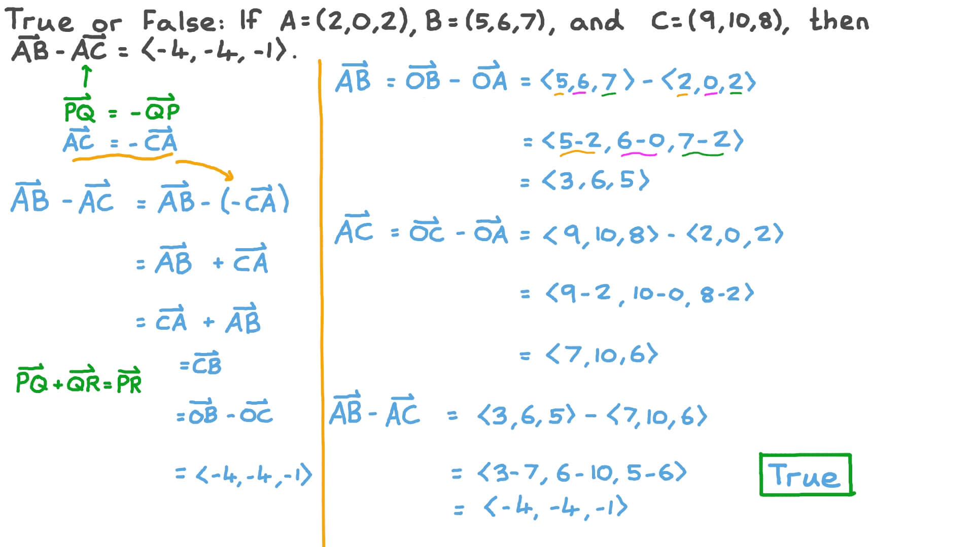 Question Video: Determining the Value of a Vector From an Equation and ...
