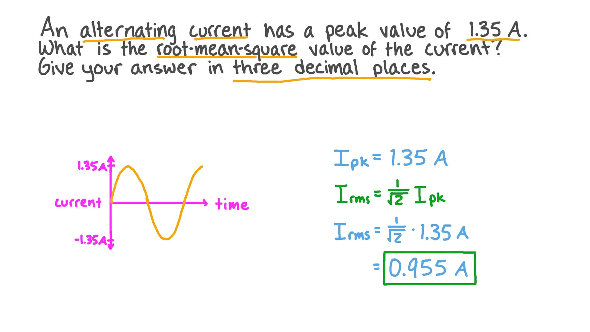 ion Video Calculating The Root Mean Square Value Of Current Nagwa