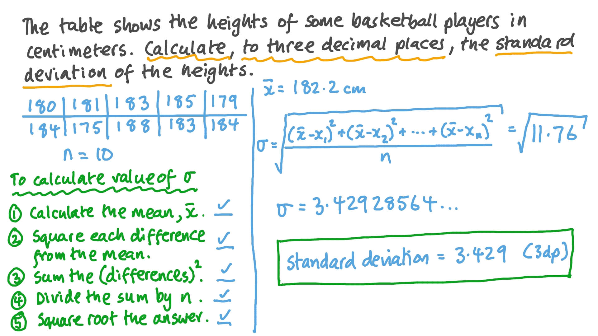 ion Video Calculating The Standard Deviation Of A Data Set Nagwa