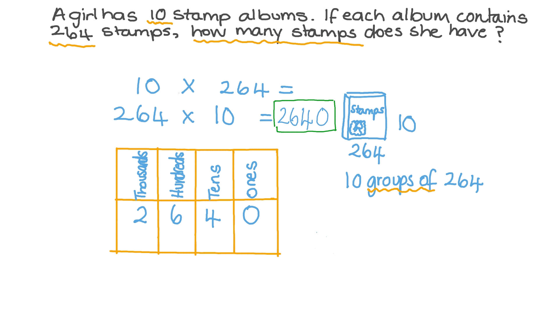 Question Video: Solving Word Problems Involving Multiplication by 10 ...